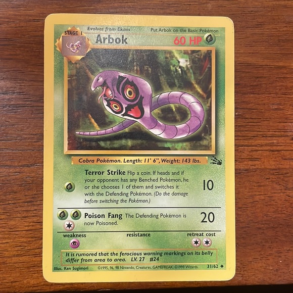 Pokemon | Toys | Arbok Pokmon Card | Poshmark